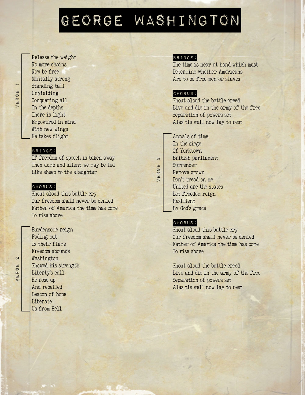 George Washington - Lyrics - FIRELOCK