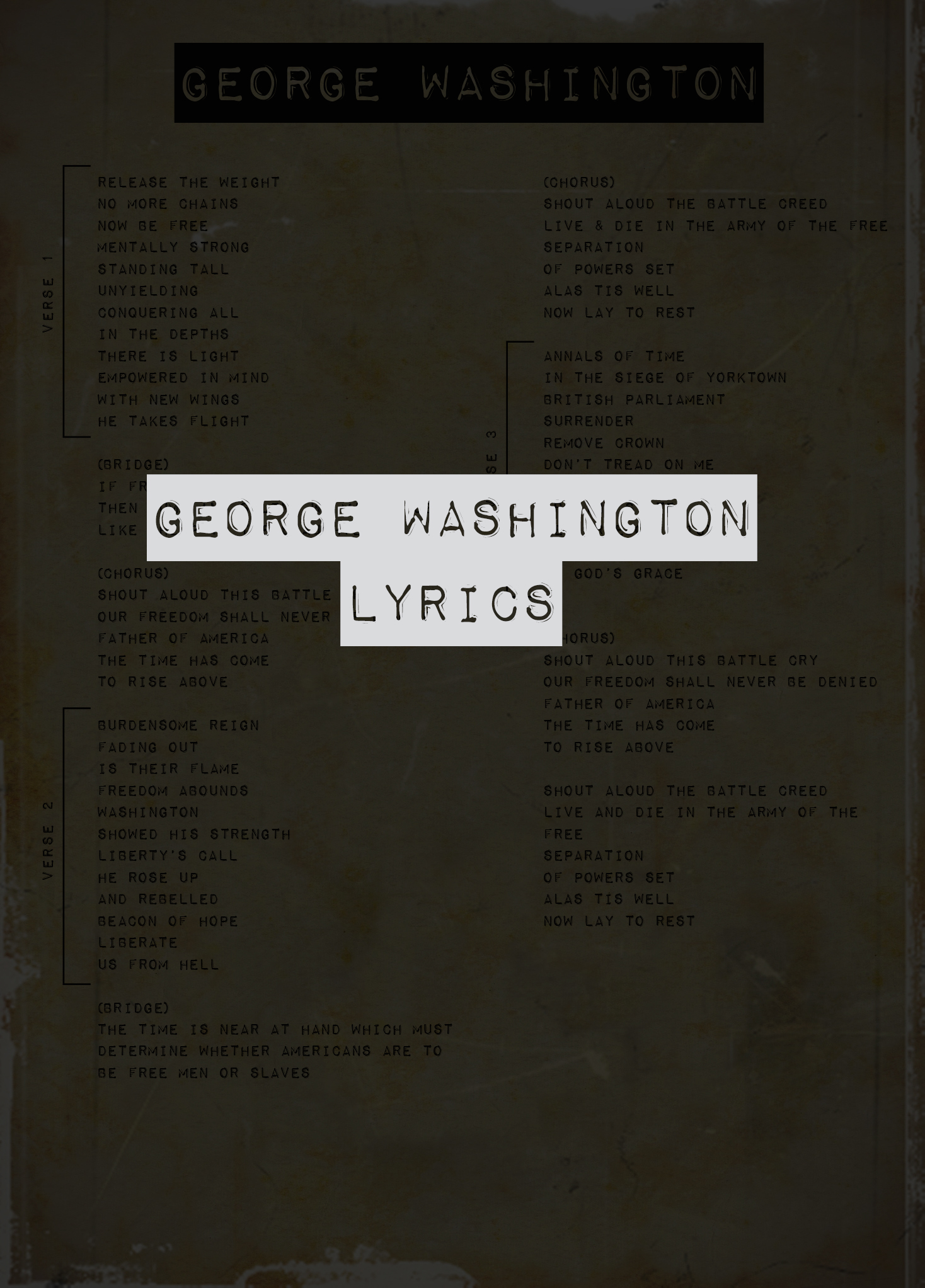 George Washington Lyrics - FIRELOCK